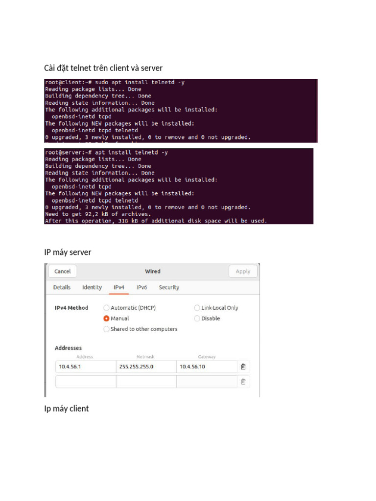 Cài đặt telnet trên client và server | PDF