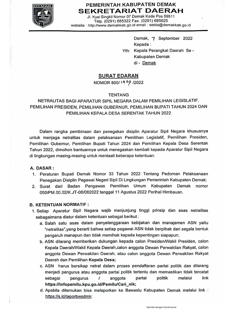 Surat Edaran Netralitas | PDF