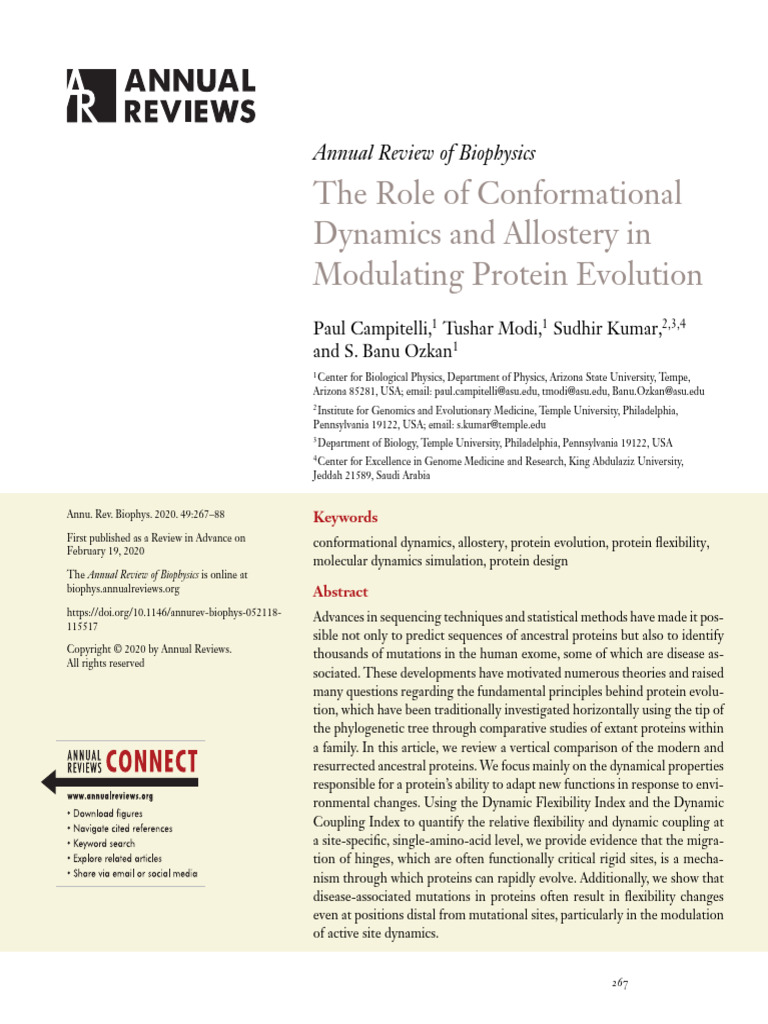 The Role of Conformational Dynamics and Allostery in Modulating Protein ...