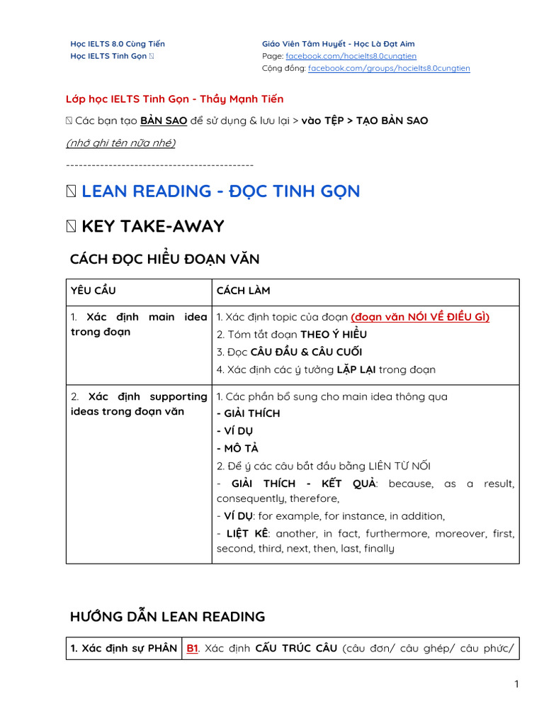 SESSION 2 - HANDOUT - LEAN READING - ĐỌC TINH GỌN | PDF | Roger Federer ...