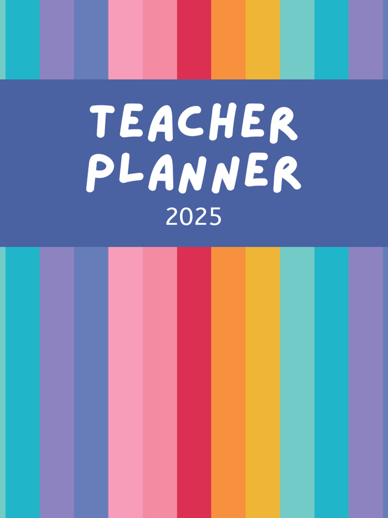 Teacher Planner 2025 in Pastel Colours Lines Pattern Style | PDF