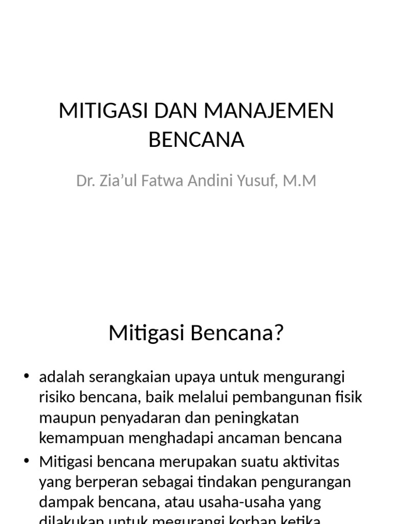 Pengertian Mitigasi Bencana | PDF