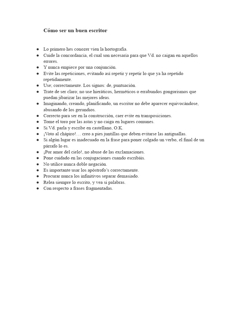 Cómo ser un buen escritor | PDF