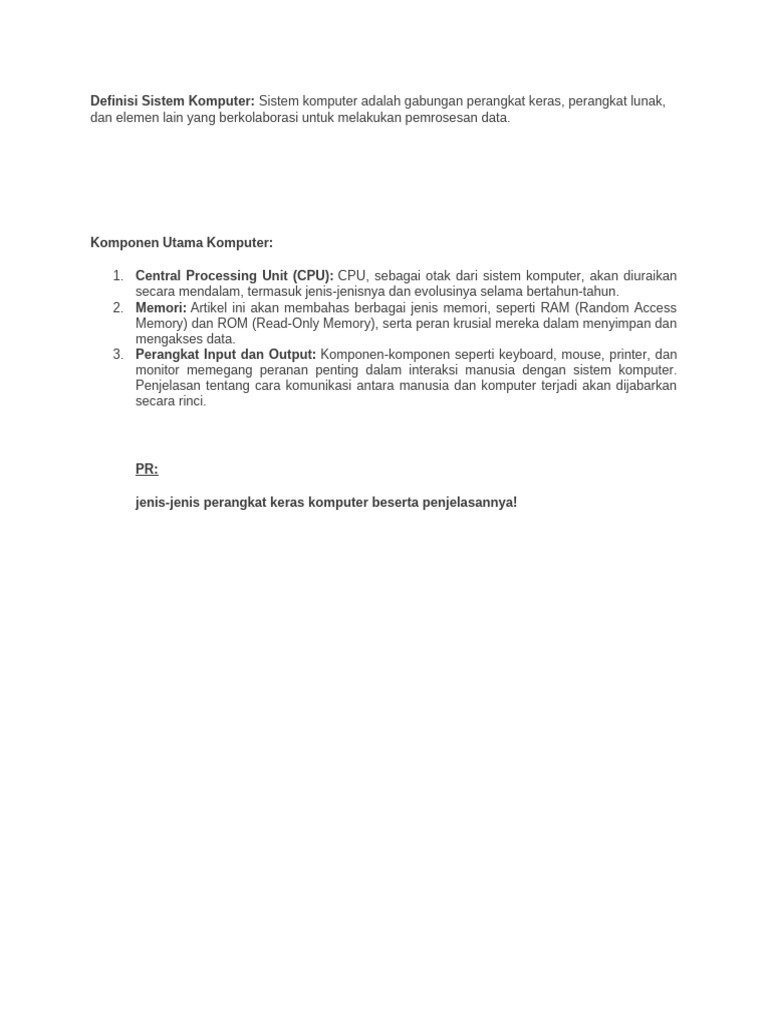 Definisi Sistem Komputer | PDF