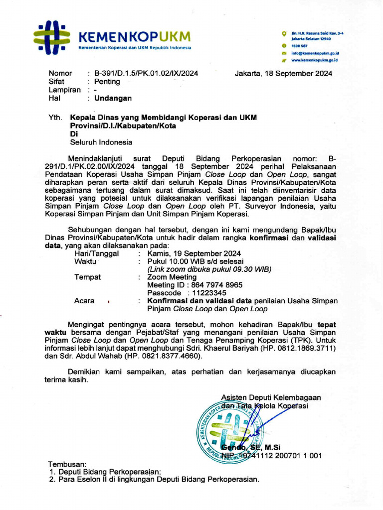 391-Und Keluar Kepala Dinas Selindo | PDF