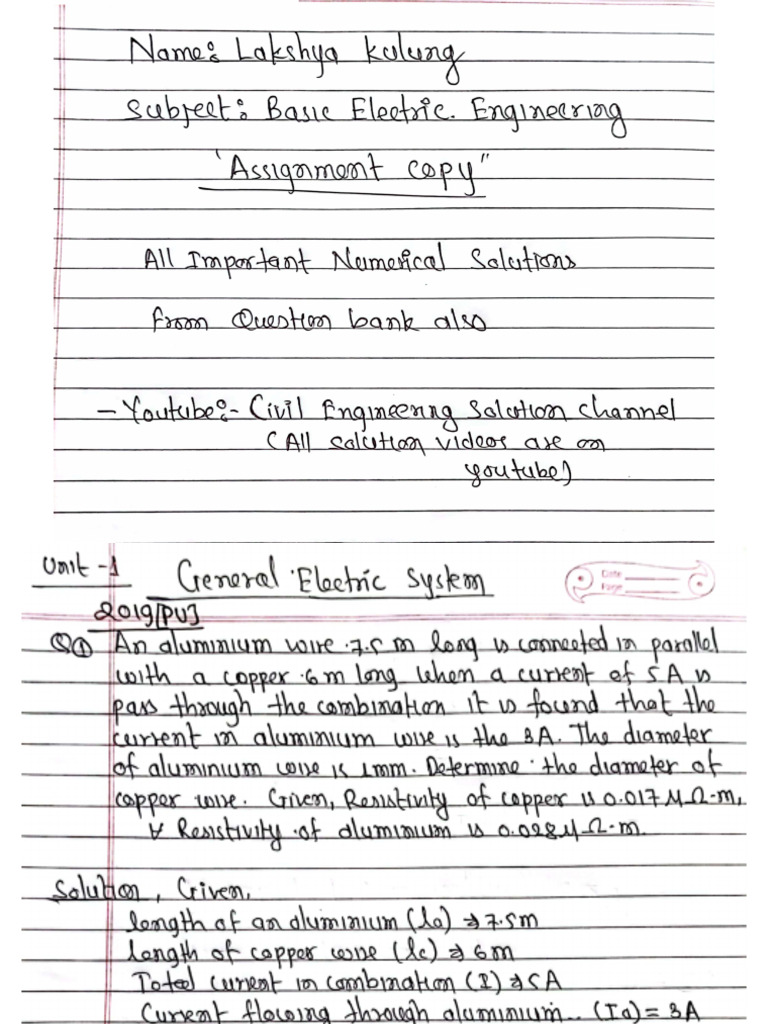 Electrical VVI Numerical Solution Lakshya Kulung Rai | PDF