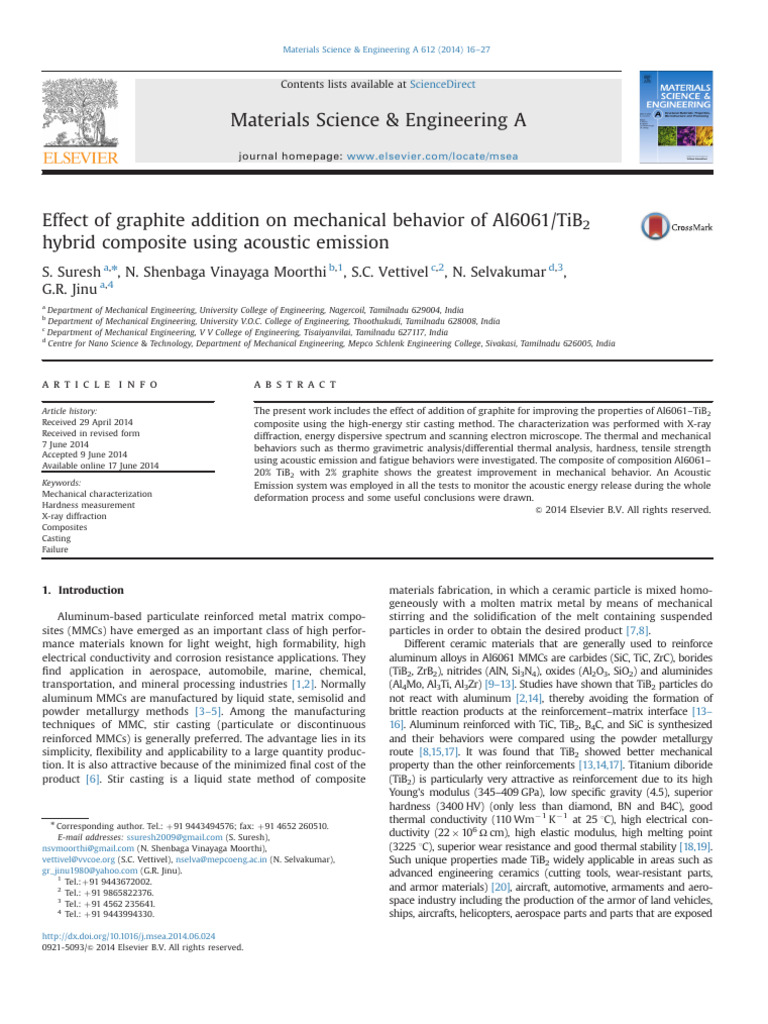Effect of Graphite Addition On Mechanical Behavior | PDF | Composite ...