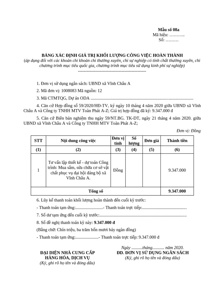 Mẫu số 08a | PDF