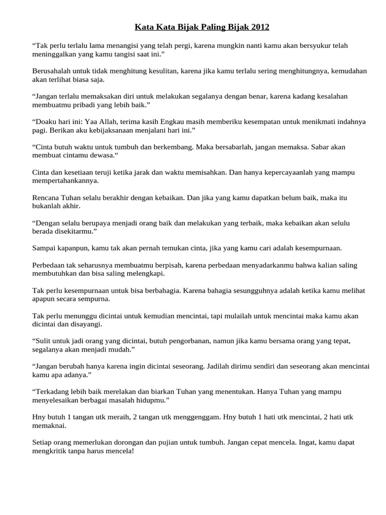 Kata Kata Bijak Paling Bijak 2012 | PDF