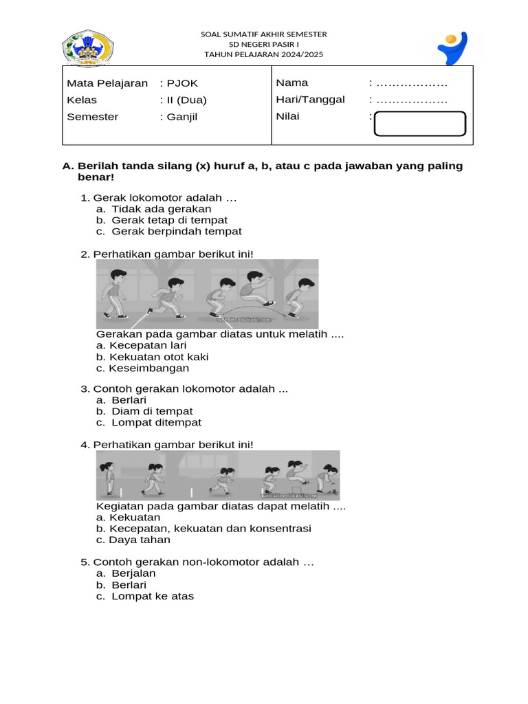 Soal Sas Pjok Kelas 2 | PDF