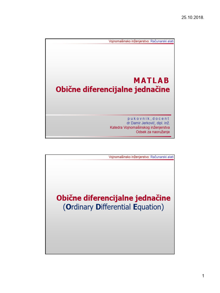 RA 30 Uvod MATLAB ODE | PDF
