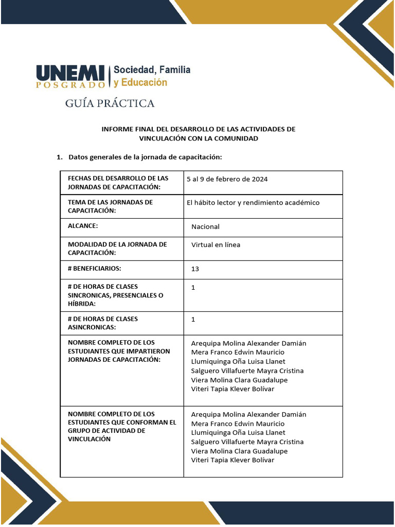 Guia Practica g2 Grupal Vinculacion Sociedad Familia y Educacion-Signed | PDF | Cognición ...