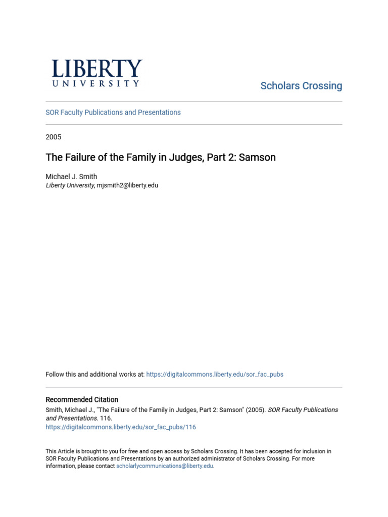 ARTIGO - The Failure of The Family in Judges | PDF | Samson | Delilah