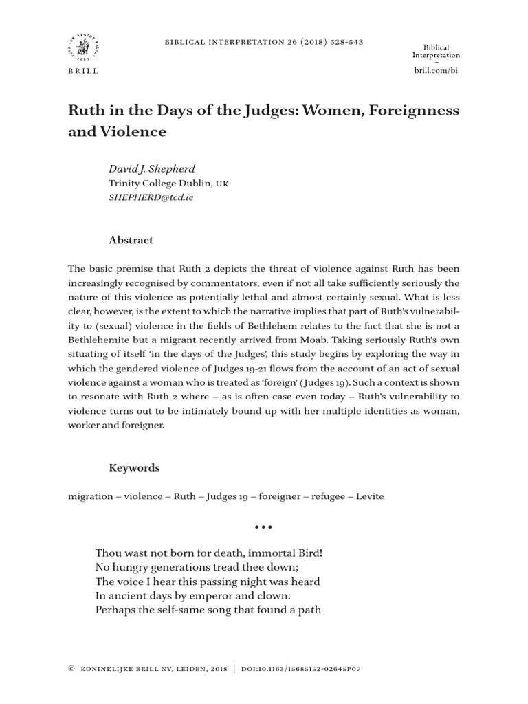 ARTIGO - Ruth in The Days of The Judges | PDF | Ruth (Biblical Figure) | Book Of Ruth