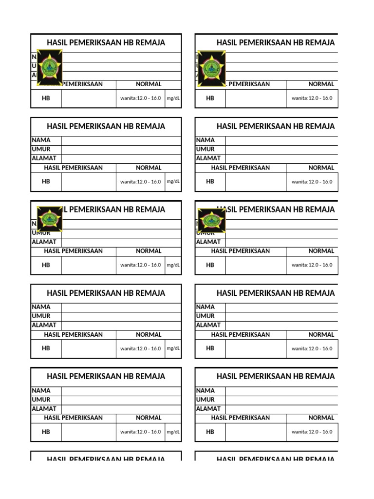 Hasil Pemeriksaan HB Remaja | PDF