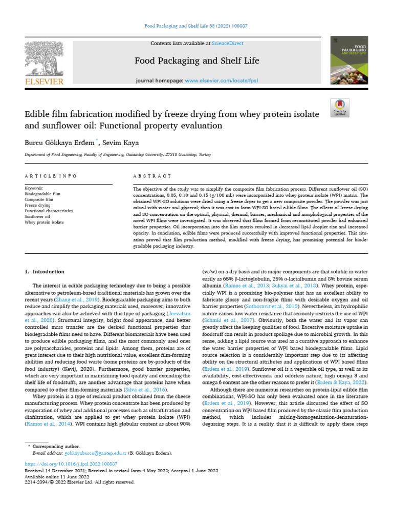 Edible Film Fabrication Modifield by Freeze Drying | PDF | Differential ...
