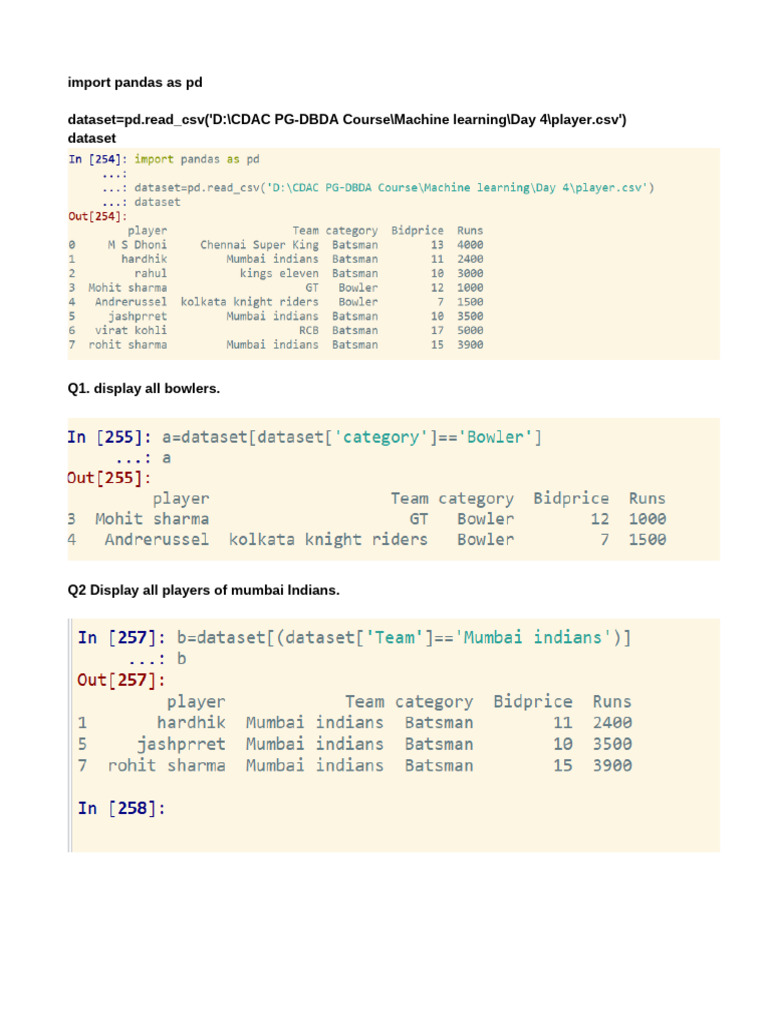 Pandas Assignment1 by Pranshu Jaguri | PDF