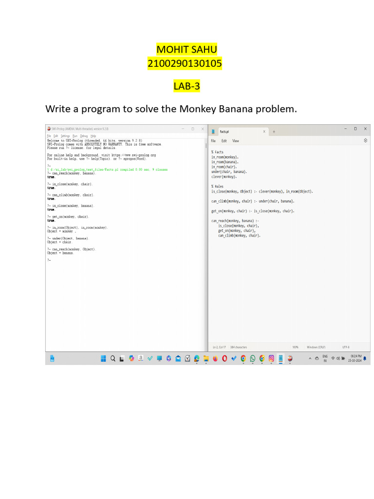 AI Lab 3 Mohit Sahu 2100290130105 | PDF