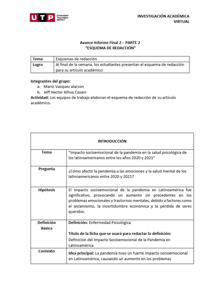 Informe Final 2 | PDF | Trastorno depresivo mayor | Trastorno mental