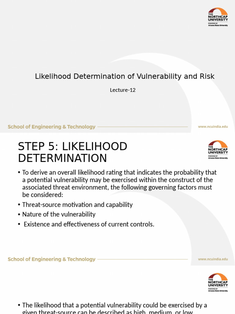 Lec12 - Likelihood Determination of Vulnerability and Risk | PDF | Risk