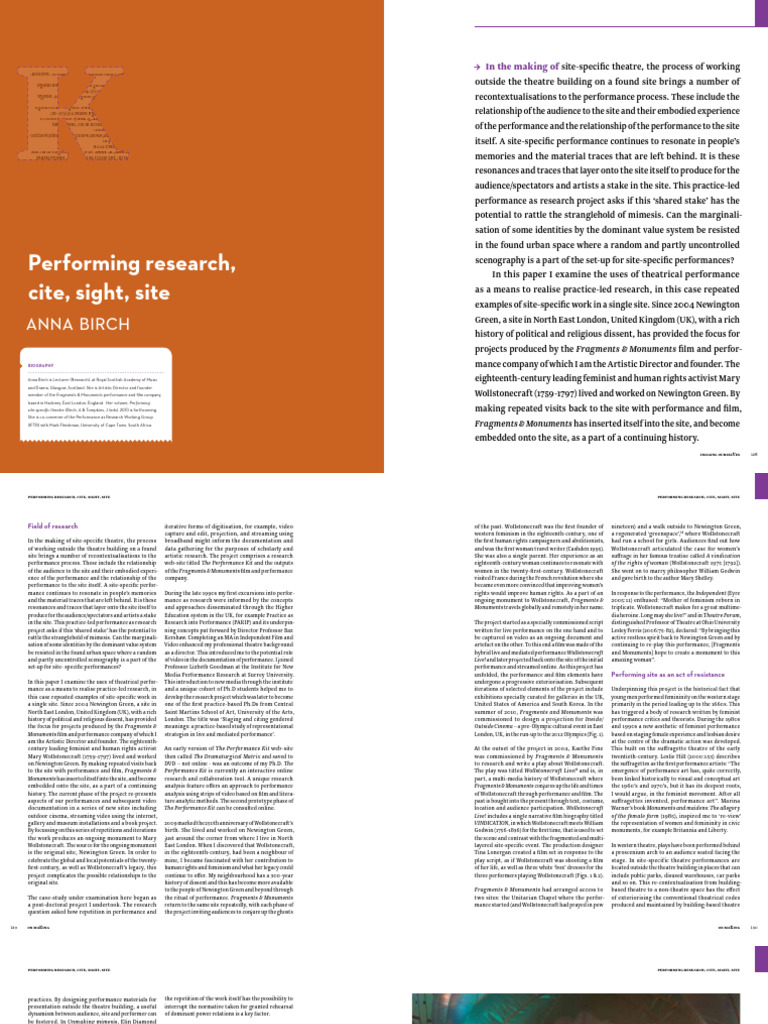 12 Performing Research - Anna Birch | PDF | Mary Wollstonecraft