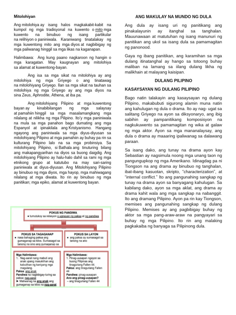 Filipino 10 Concept Notes | PDF