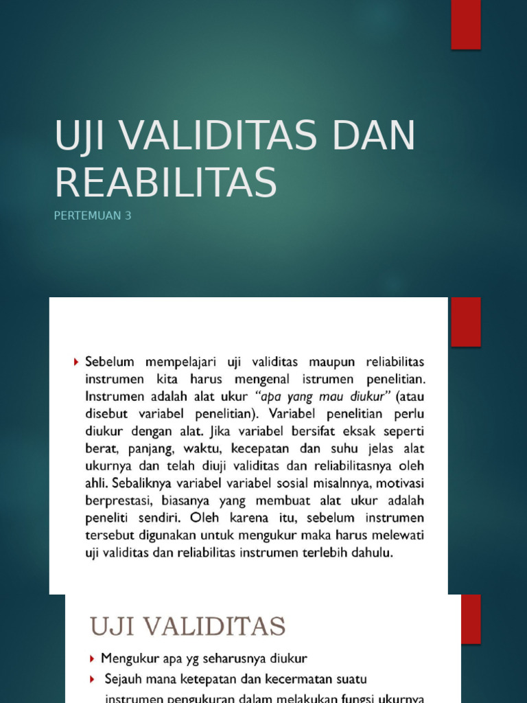Materi 2-3 Uji Validitas Dan Reabilitas | PDF