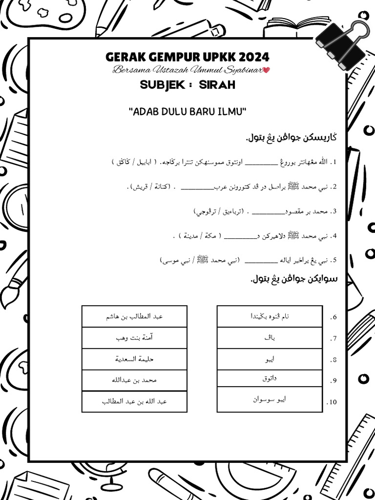Latihan Sirah Upkk 2024 | PDF