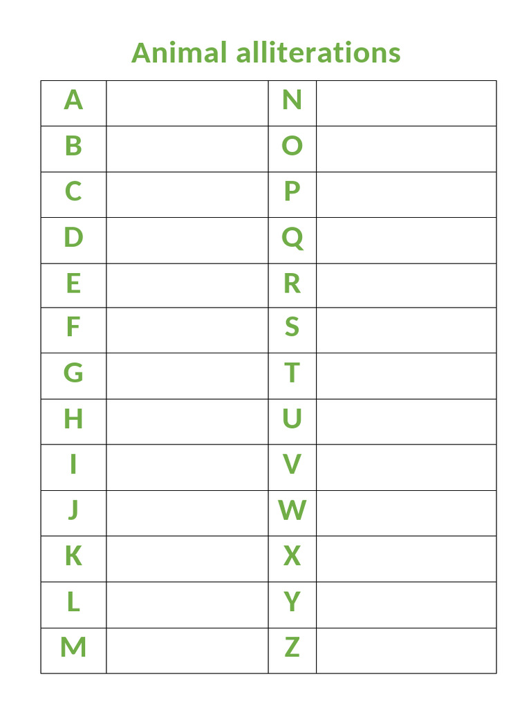 Animal Alliterations | PDF
