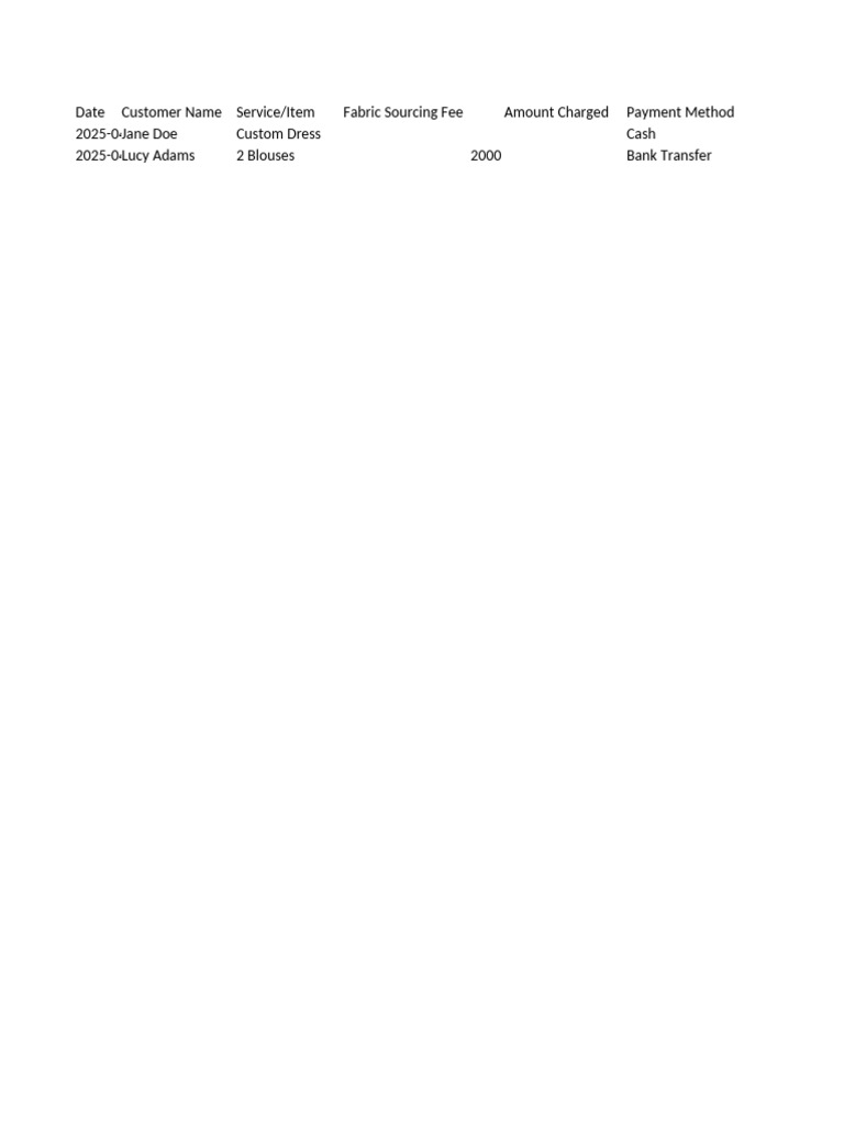 Tailoring Business Finance Tracker Sample | PDF