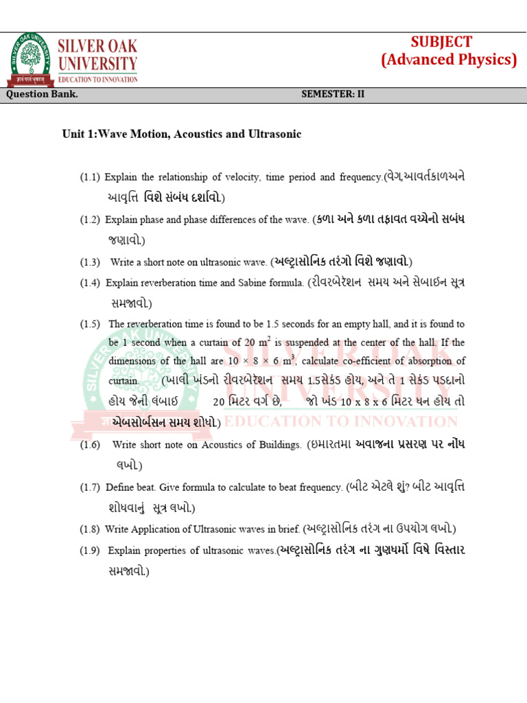 Advanced Physics Question Bank | PDF