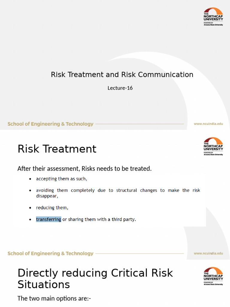 Lec16 - Risk Treatment and Risk Communication | PDF