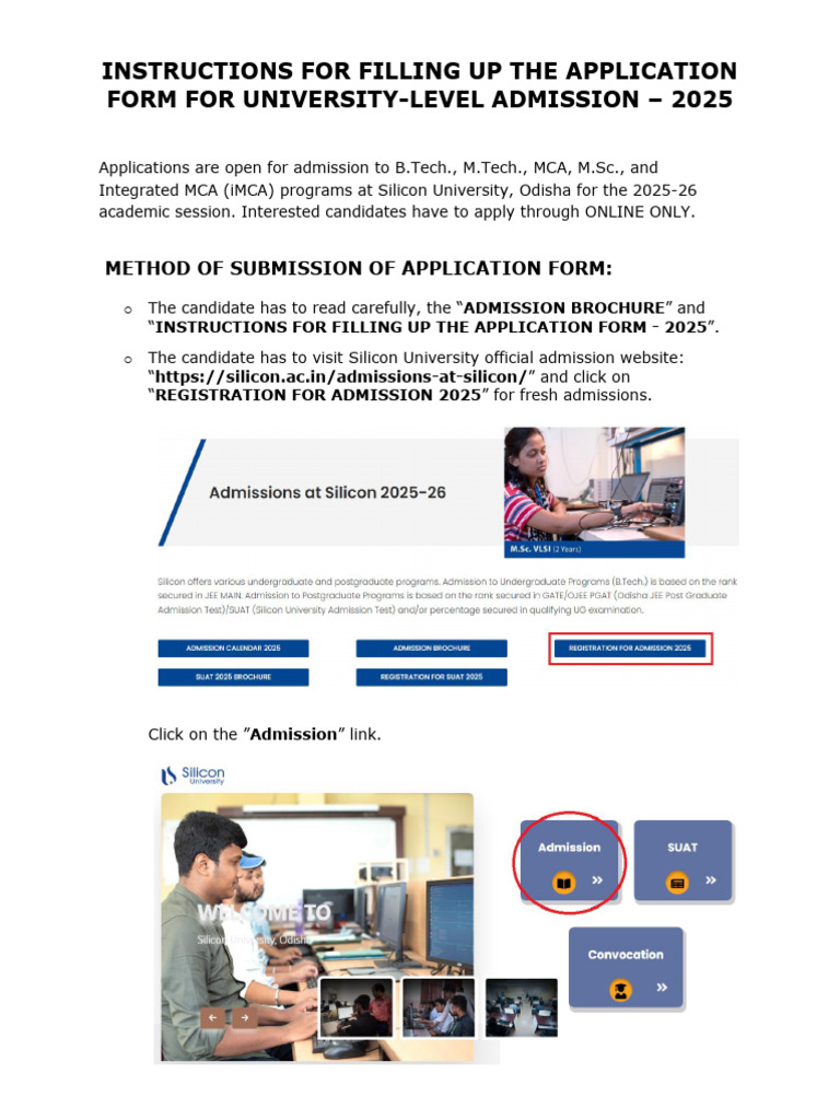 Instruction For Filling Application Form 2025 UPDATED | PDF