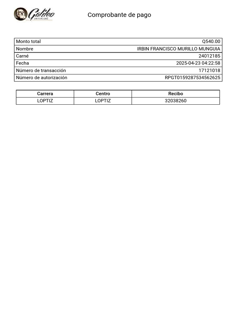 Comprobante de Pago | PDF
