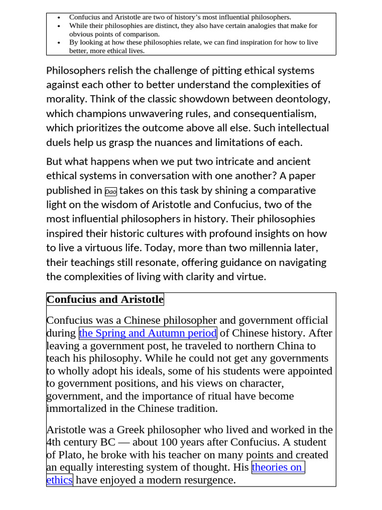 Confucius and Aristotle Are Two of History | PDF | Virtue | Aristotle