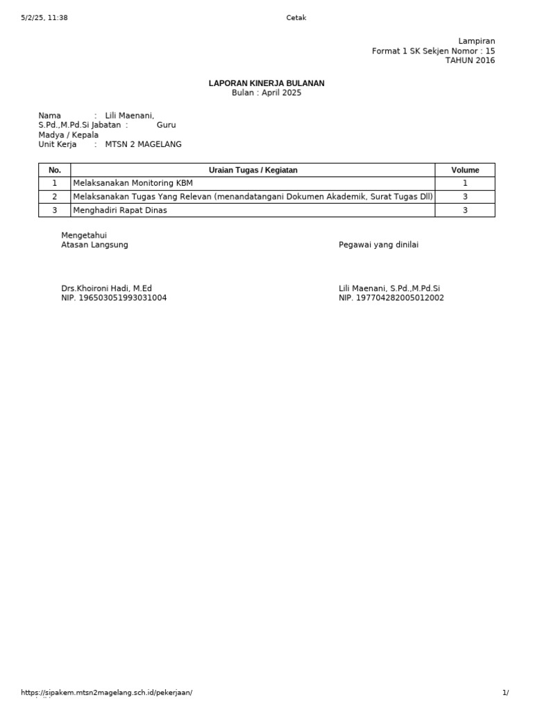 Cetak LCKH LILI | PDF