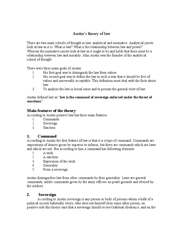 Austin's Command Theory of Law Explained | PDF | Sovereignty ...