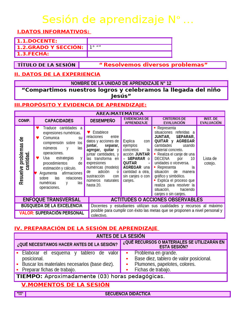 Sesión Resolvemos Diversos Problemas Juntar-Separar-Agregar-Quitar ...
