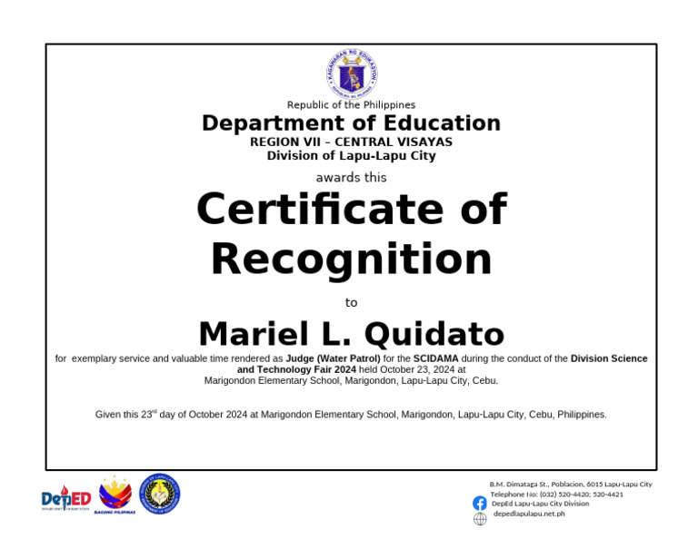 CERTIFICATE FOR RECOGNITION 2024 TWG | PDF