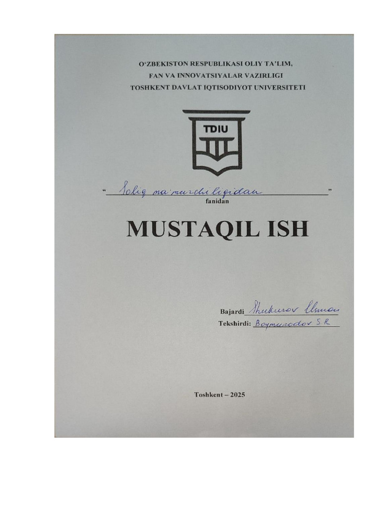 Soliq Ma'murchiligi | PDF