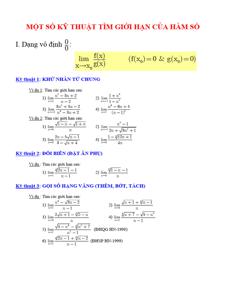 Ky Thuat Tinh Gioi Han 11th | PDF