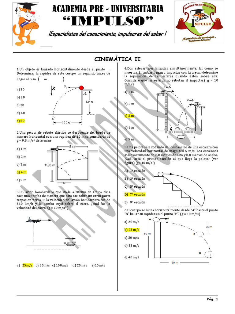 Cinemática II Claves | PDF | Aceleración | Velocidad