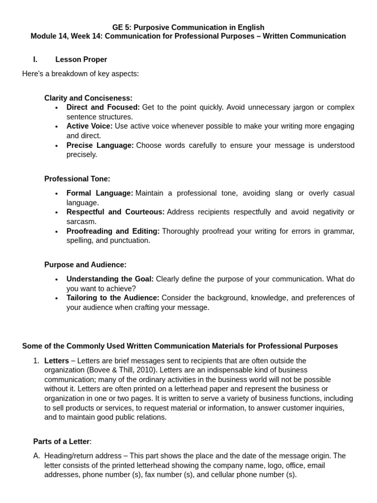 Module 14. Lesson Proper | PDF | Memorandum | Communication