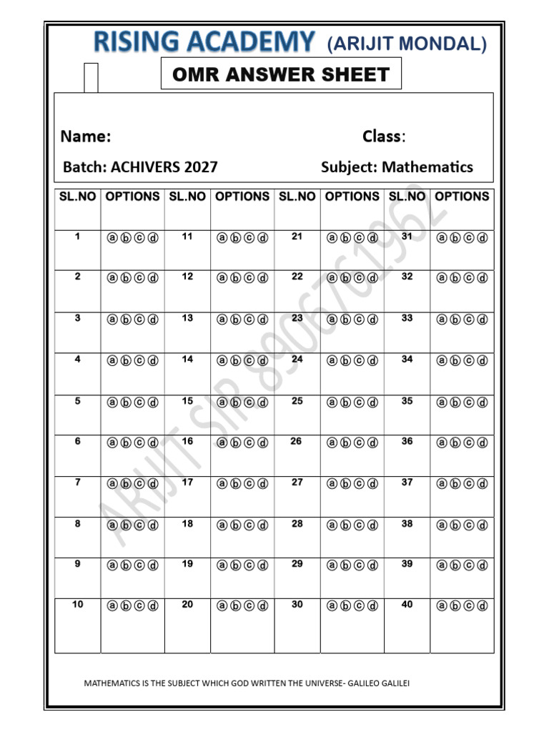 Omr Answer Sheet | PDF
