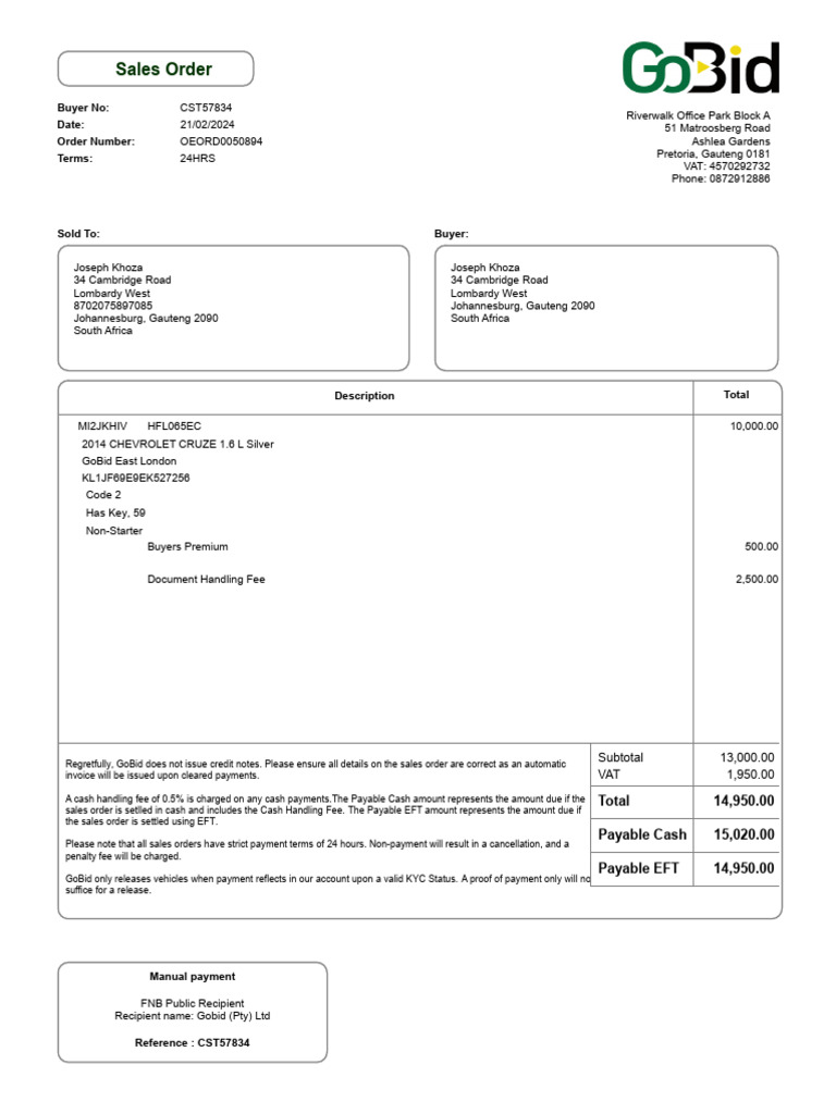 GoBid Auction Sales Order Details | PDF | Accounts Payable | Business