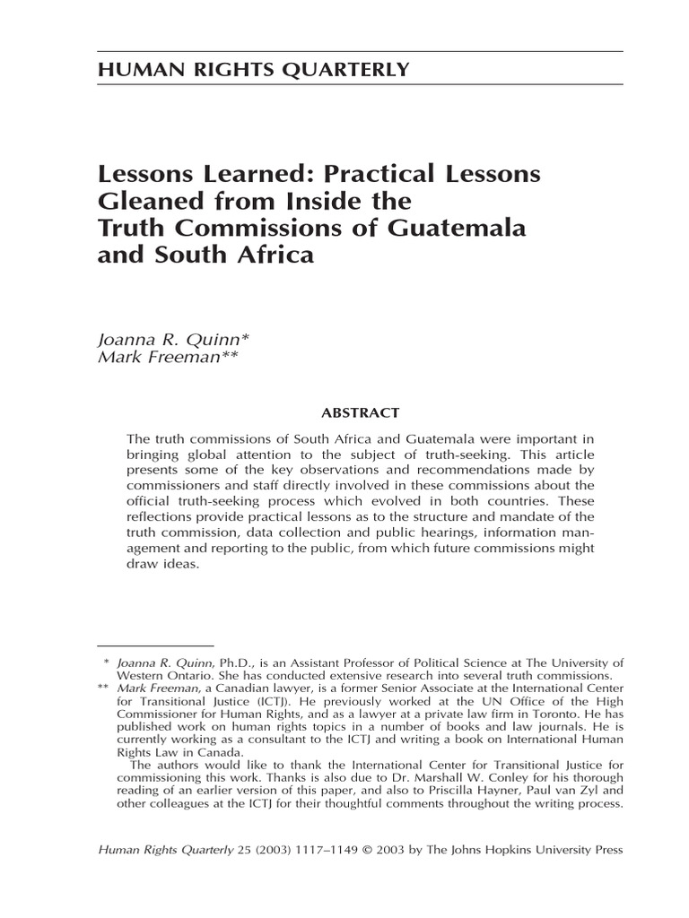 Truth Commissions in South Africa and Guatemala | PDF | Justice | Crime ...