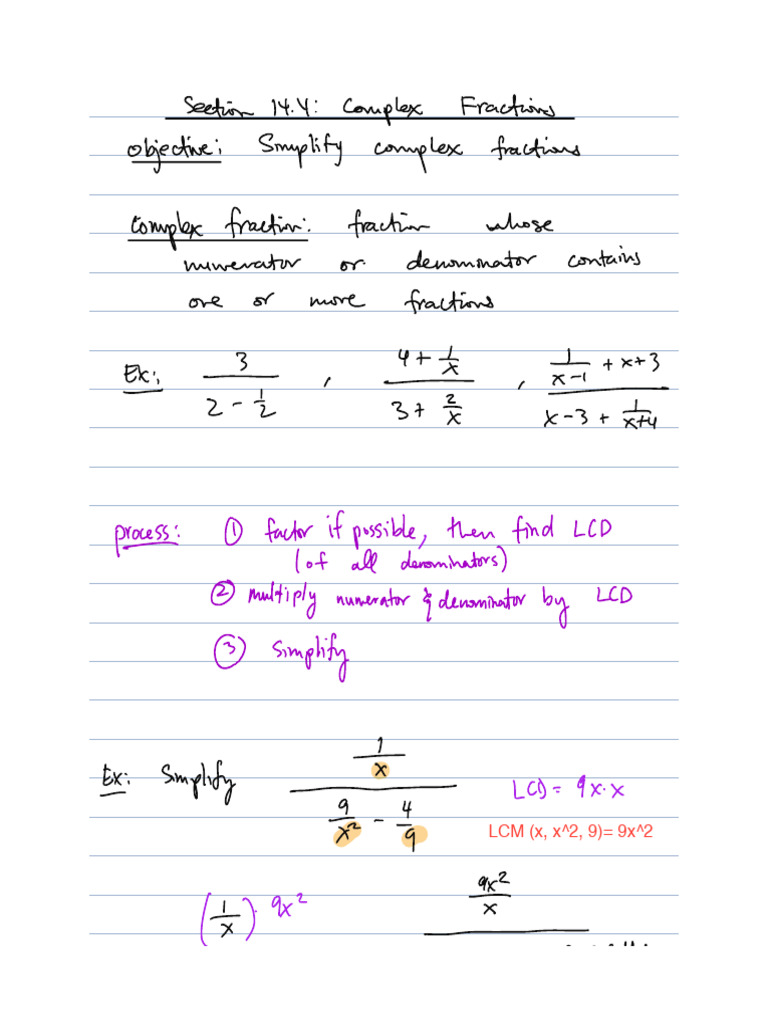 14.4 Complex Fractions | PDF
