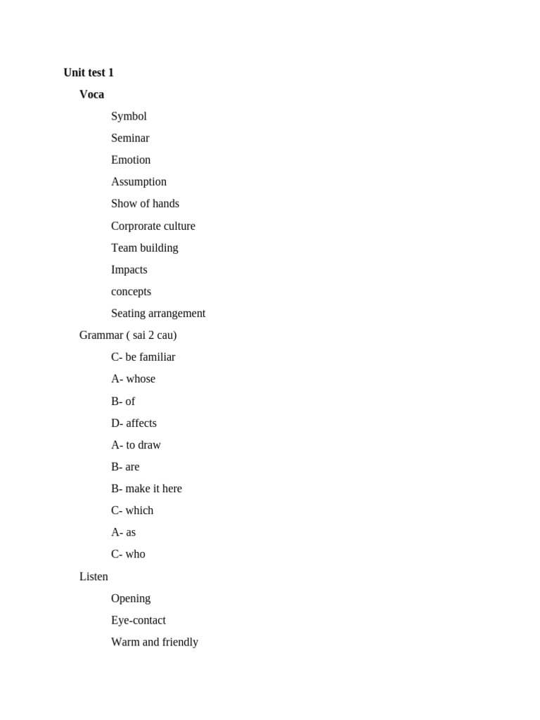 Unit Test 1 | PDF