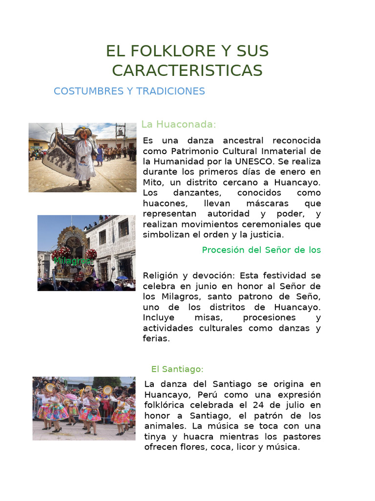 Características del Folclor en Huancayo | PDF | Folklore | Bailes