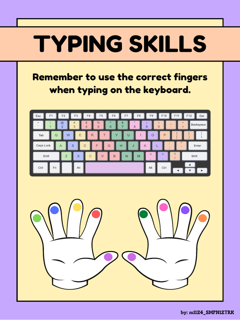 Typing Skills Technology Poster in Colorful Illustrative Style | PDF